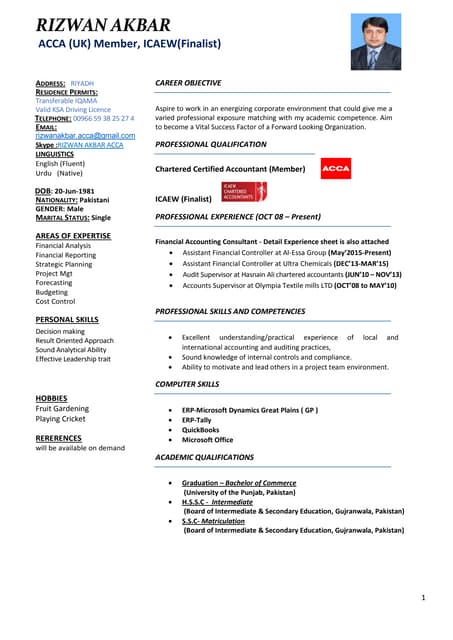 CV for ACCA's | PDF