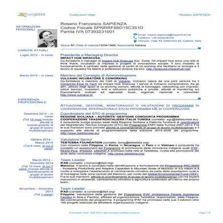 CV SAPIENZA Rosario IT (settembre 2016) | PDF