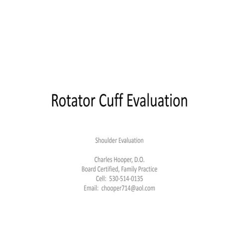 Rotator Cuff Evaluation | PPTX