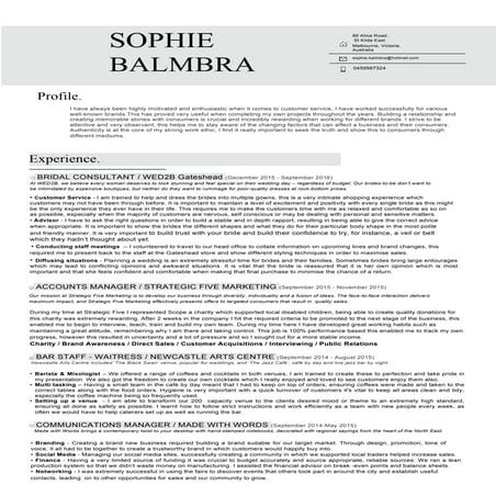 Resume - Sophie Balmbra | PDF