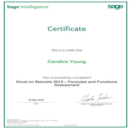 20160530 EXCEL 2010 TrainingCertificate wsheets and formula C Young 100 ...