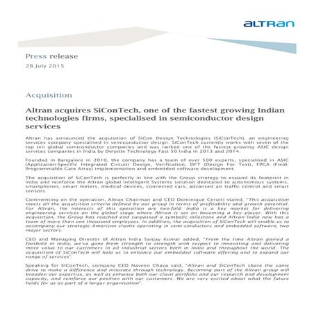 Altran Press Release | PDF
