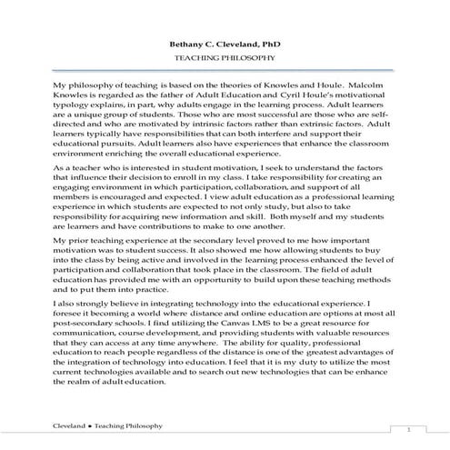 BC Teaching Philosophy | PDF