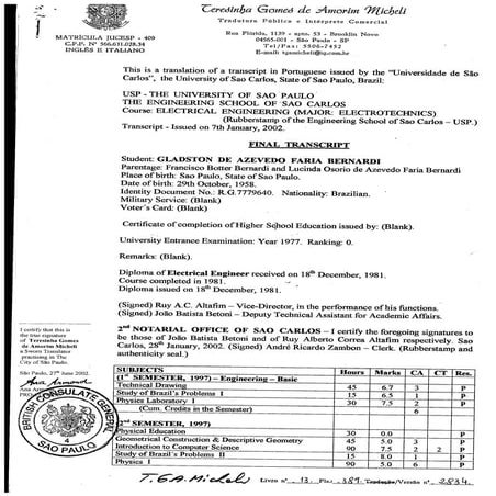 Transcript of the Electrical Power Engineering Graduation Course | PDF