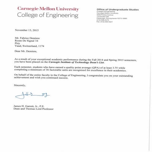 Dean's list certificate | PDF
