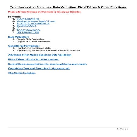 Manual For Troubleshooting Formulas And Functions In Excel Pdf 3658