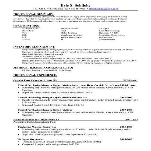 Eric Resume 150719 | DOCX | Logistics | Business
