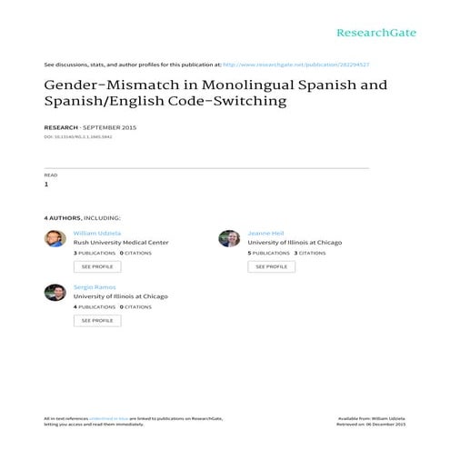 Gender-Mismatch in Monolingual Spanish and Spanish-English Code ...