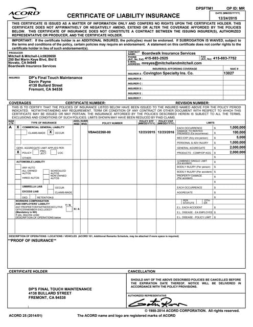 Certificate for Rocio Insurance | PDF
