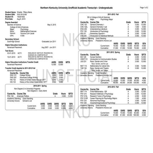 NYU Official Transcript