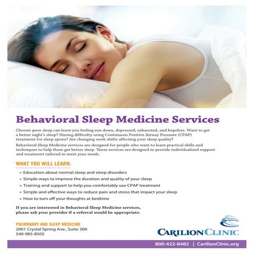GeneralBSMFlyer | PDF | Sleep Disorders | Diseases and Conditions