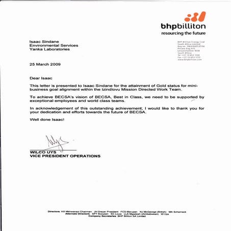 Mission Directed Work Gold Status_Letter of Reference | PDF