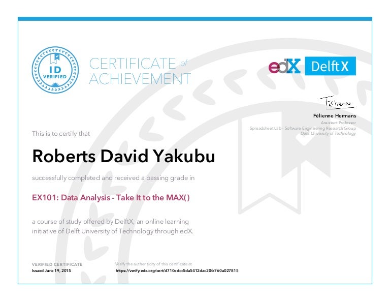 EDX Certificate - Data Max