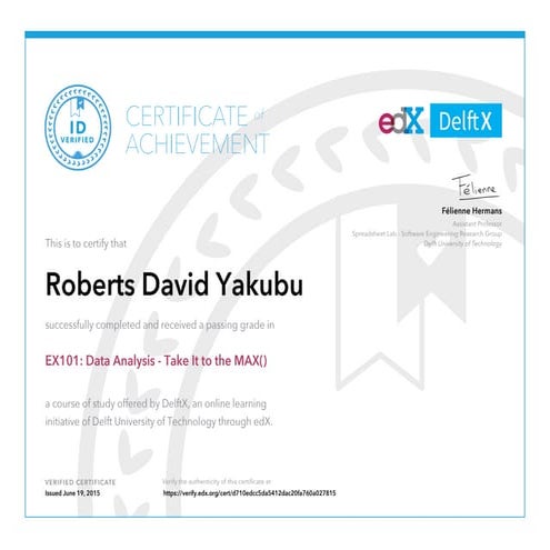 EDX Certificate - Data Max | PPT
