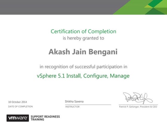 certificate- vSphere 5.1 TS | PPT