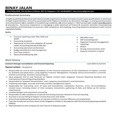 Binay Jalan Resume | PDF