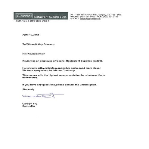 Geanel compliment letter | PDF