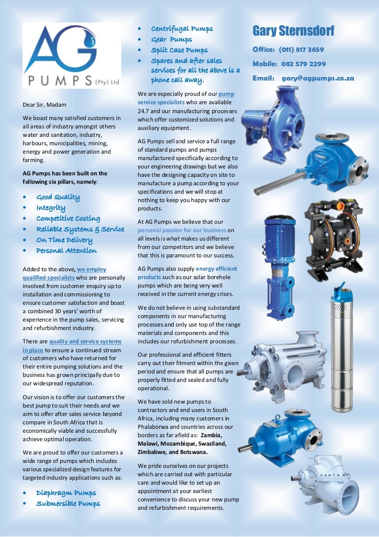 AG PUMPS PROFILE