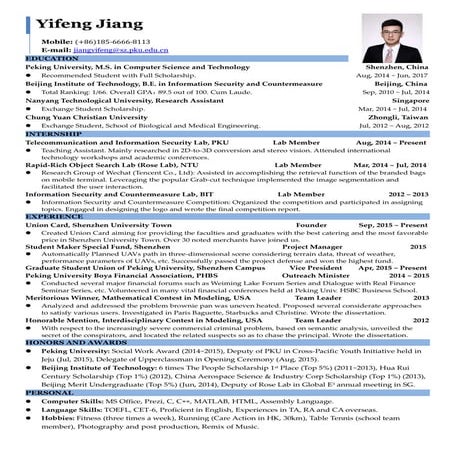 Jiang Yifeng_CV | PDF