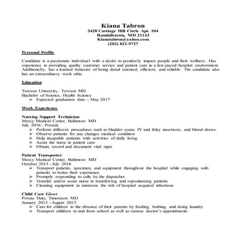 kt resume | DOCX