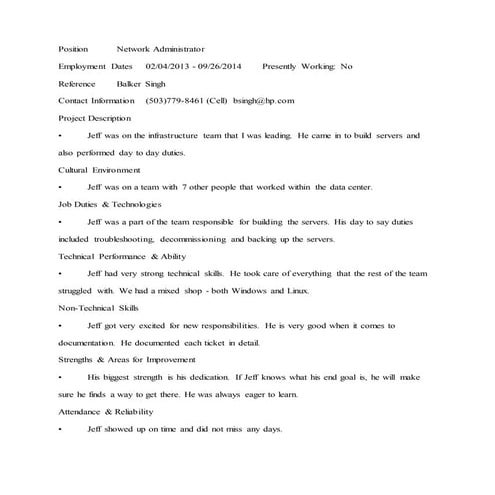 Reference letters from Managers | PDF