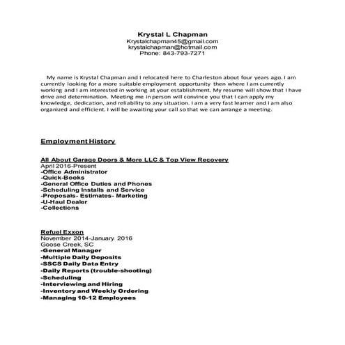 Krystal L Chapman Resume 6 | DOCX