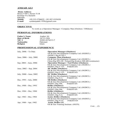 CV 2 AMJAD ALI | DOC | Technology & Computing
