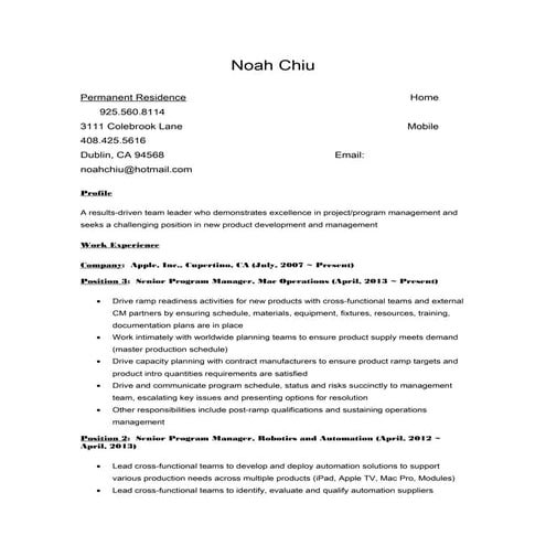 Noah Chiu Resume | DOC