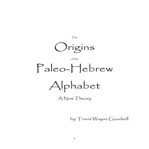 New Books The Origins of the Paleo Hebrew Alphabet | PDF