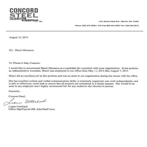 Letter of Recommendation (Concord) | PDF