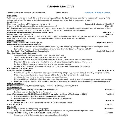 Resume Tushar Madaan | PDF