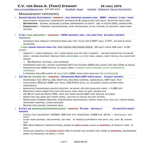 Tony Stewart CV | PDF