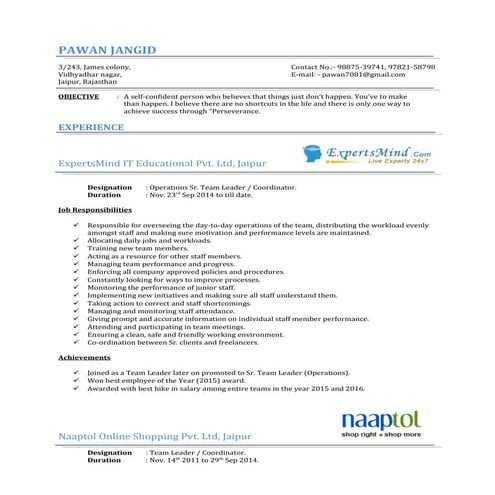 Pawan Jangid resume | DOC