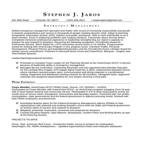 Stephen J. Jaros Resume | DOC