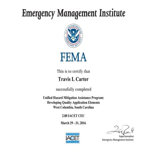 FEMA Hazarodous Mitigation Certification | PDF