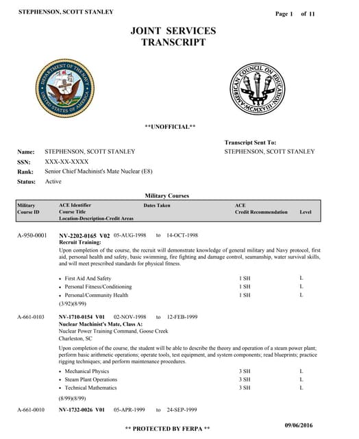 Navy SMART Transcript | PDF