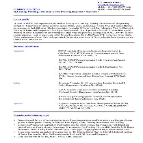 CV santosh Kumar 1st Mar 2016 doc | PDF