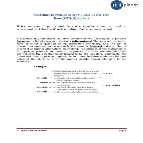 Guidelines to Prepare MCQs | PDF