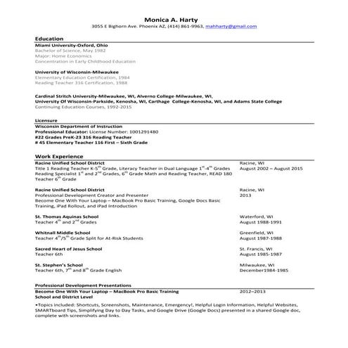 Monica Harty - CV | PDF