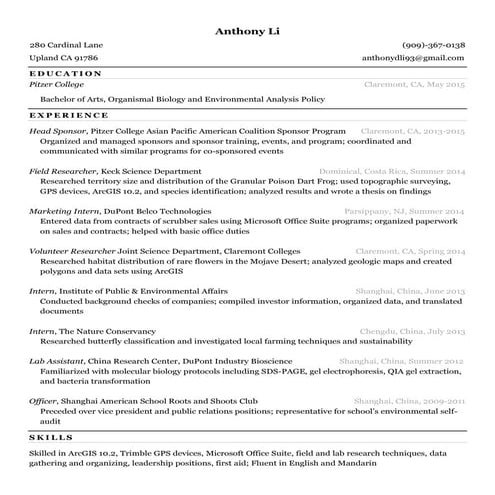Resume Anthony Li | PDF