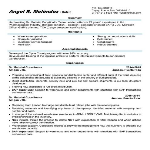 Rafel resume 3-28-15 | PDF