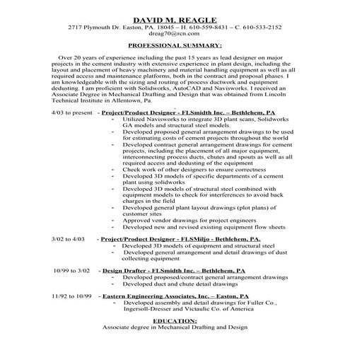 David Reagle resume | DOC