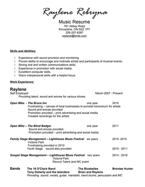 Bass Player Resume | PDF