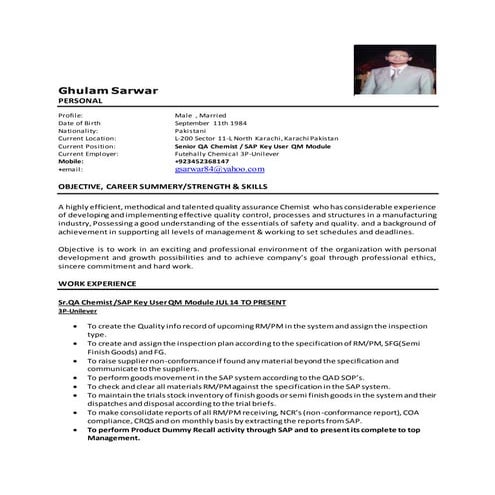 Ghulam Sarwar CV | DOCX