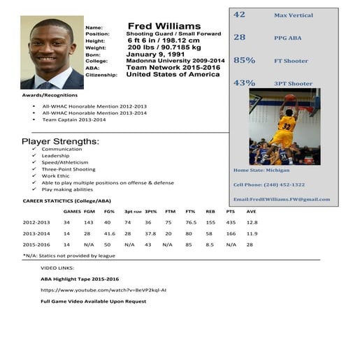Fred Williams Bio Sheet | PDF