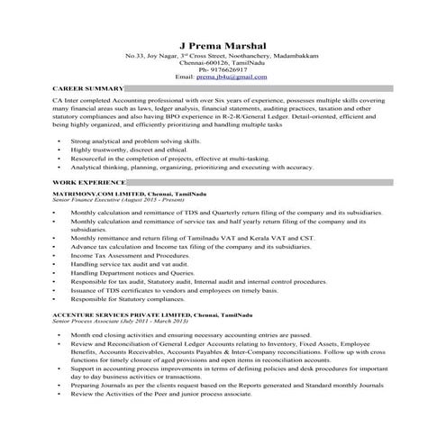 Prema J Resume | DOC