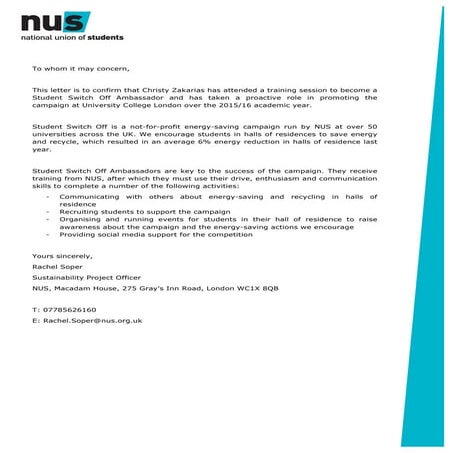 NUS Reference Letter | PDF