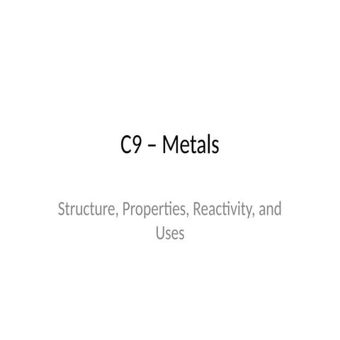 Chapter 9 from IGCSE test that related to metals | PPTX