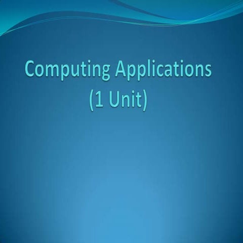 Computing Applications | PPT