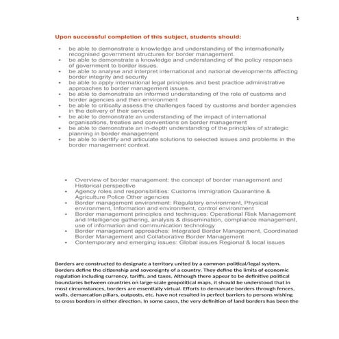 BORDER CONTROL AND SECURITY - BS-CUSTOMS ADMINISTRATION | PDF